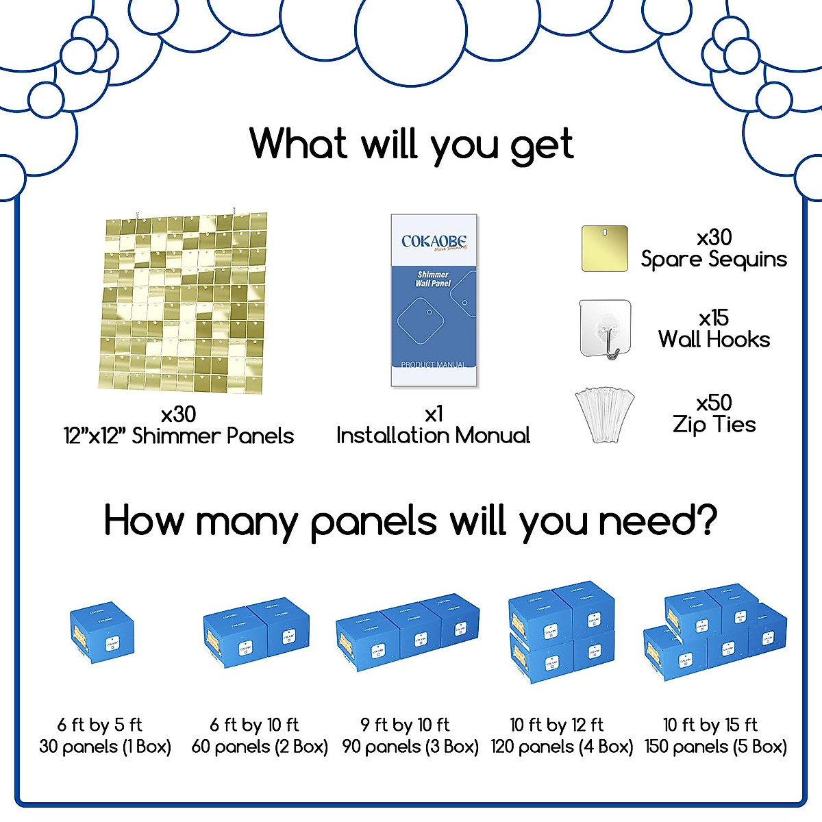 COKAOBE Light Gold Shimmer Wall Backdrop, 30 Pcs Square Sequin Shimmer Backdrop Panel, Sequin Backdrops for Birthday, Anniversary, Wedding, Graduation & Bachelorette Party Decoration