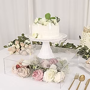 Efavormart 18"X18" | Clear Acrylic Cake Box Stand, Mirror Finish Display Box Pedestal Riser With Hollow Bottom