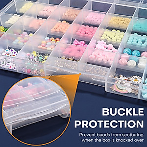 Udefineit 32 Grids Large Plastic Organizer Box with Fixed Dividers, Bead Storage Compartment Organizer Box for Jewelry/Nail/Screw/Small Parts, Clear Compartment Container Storage Case Tackle Box