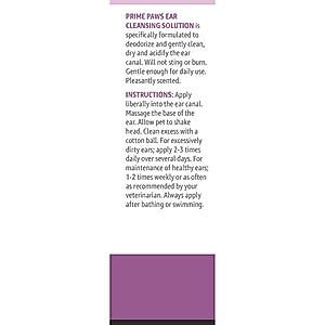 Prime Paws Ear Cleansing Solution for Dogs and Cats - Pet Ear Cleaner Removes Odor & Wax - Deodorizing Dog Ear Cleaner Solution with Aloe & Vitamins - Sweet Pea & Vanilla Scent - 8 oz