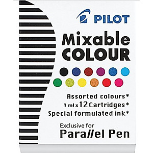 6 BOXES: Pilot Parallel Pen Ink Refills for Calligraphy Pens, Assorted Colors, 12 Cartridges per Pack (77312)