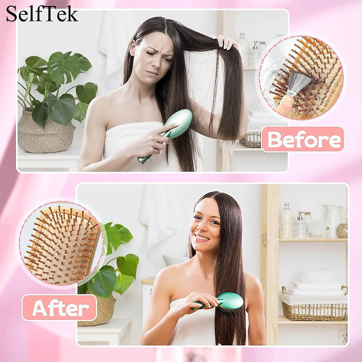 SelfTek 4 Pack Hair Brush Cleaning Tool for Removing Hair and Dust - Home or Salon Use
