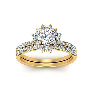 SISGEM 10K 14K 18K Solid Gold Engagement Rings Sets for Women,Round Cut Moissanite Rings Wedding Engagement Anniversary Promise Bridal Sets Bands with Engraved Name (18K Real Gold)