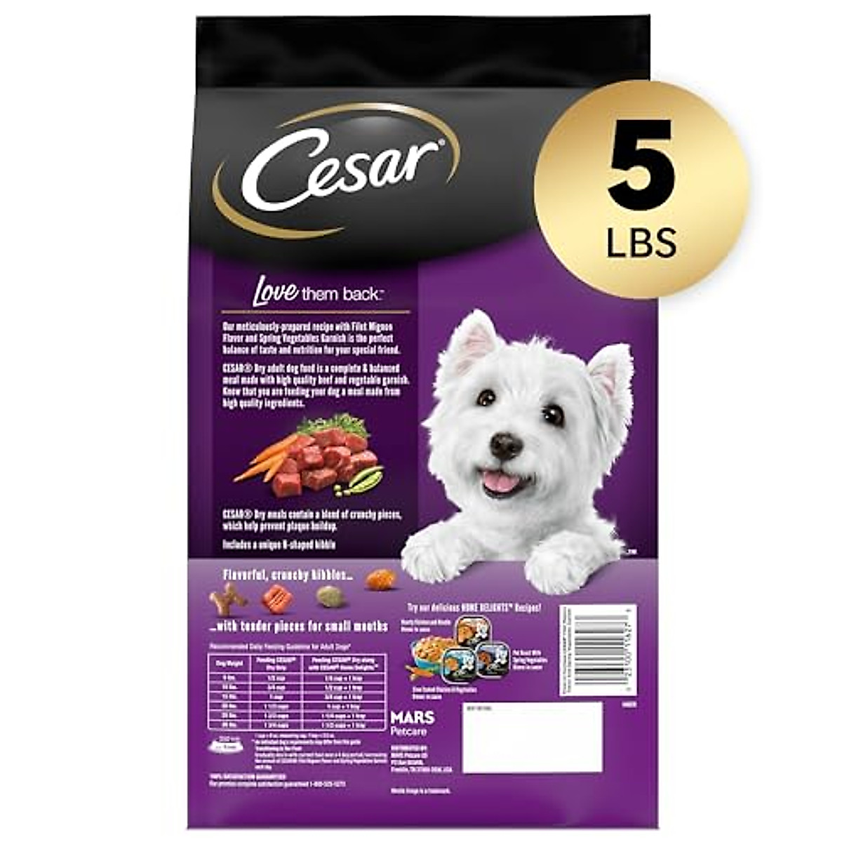CESAR Adult Small Breed Dry Dog Food, Filet Mignon Flavor with Spring Vegetables Garnish, 5 lb. Bag