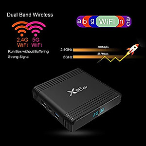 Xilibod Android 9.0 TV Box 4GB RAM/32GB ROM, Amlogic S905X3 64-bit Quad core ARM, G31 MP2 GPU Processor,H.265 Decoding 2.4G/5G Dual-Band WiFi Smart TV Box - Model No.: X96 Air 4GB 32GB