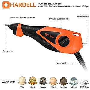 HARDELL Engraver,5 Speed Etching Power Tool Equipped with Soft Rubber Handle and Tungsten Carbide Steel Bits,Mini Multi-Function Engraver for Tile,Metal,Stone,Wood,Leather,Glass,PVC Pipe,DIY Crafts