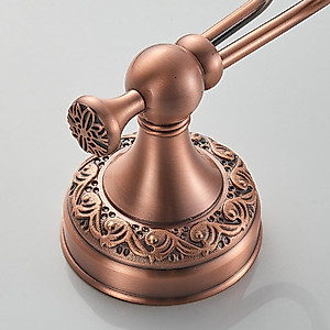 Red Copper Bath Towel Hooks, Wall Mounted Bathroom Hardware Accessories,Pattern Carving Design