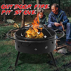 LIUXUEFE Outdoor Fire Pit Stove, Portable Log Burner, BBQ Camping Brazier, Garden Patio Charcoal wo-od Furnace