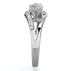 Marimor Jewelry .56 Carat Round Cut Zirconia High Polished Stainless Steel Engagement Ring Size 10