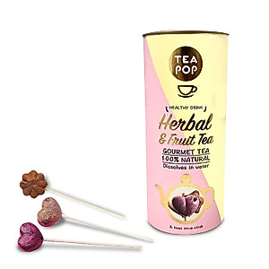 TEA-POP - Assorted Tea-On-A-Stick, A Delicious Combination Of Herbal And Fruit Teas | 100% Natural Tea Made From Plants And With Antioxidants | Dissolves Fully In Hot Water | - 6 x Tea-Pop Stick