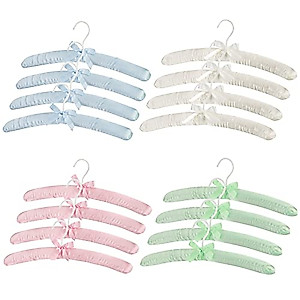 Tosnail 12 Pack Satin Padded Hangers Foam Padded Hangers Dress Hangers - Pink, Blue, Green, Ivory