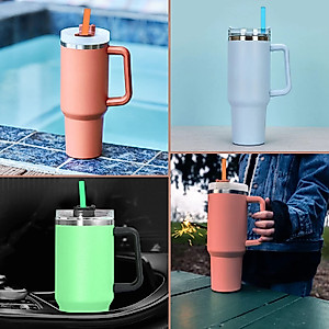 Silicone Replacement Straws for Stanley 40 oz 30 oz Cup Tumbler -6 PCS Straws Replacement for Stanley Adventure Travel Tumbler, Straw with Cup Cleaner for Stanley 40 oz 30 oz Cup