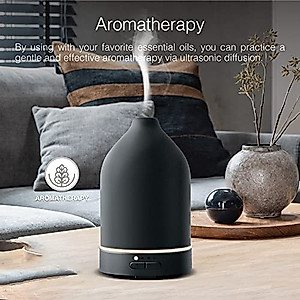 Brookstone Essential Oil Ceramic Diffuser, Ripple Ultrasonic Aromatherapy and Relaxation 60ml Oils Diffuser, Cool Air Mist Humidifier, Relaxing Fragrant Environment, for Any Room in Home or Office