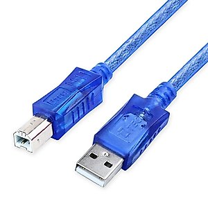 DTech 6ft Shielded USB Printer Cable 2.0 A Male to B Male Port Data Transfer Square End Wire (6 Feet, Dark Blue)