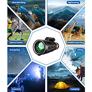 Monocular Telescope 80x100 High Power with Smartphone Adapter Tripod,Larger Vision Monoculars for Adults with BAK4 Prism & FMC Lens, Suitable for Bird Watching Hunting Hiking Camping Wildlife-Black
