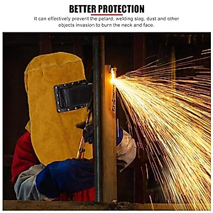 EVTSCAN Split Cowhide Leather Welding Helmet, with Flip-Up Lens, Adjustable Headgear, Flame Resistant Split Grain Leather Welding Hood for MIG, TIG and Arc Welding