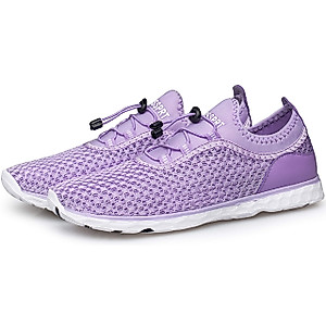 DOUSSPRT Womens Water Shoes Quick Drying Sports Aqua Walking Beach Sneaker for Hiking Diving Boating Kayaking Swimming Surf Purple US Size 7