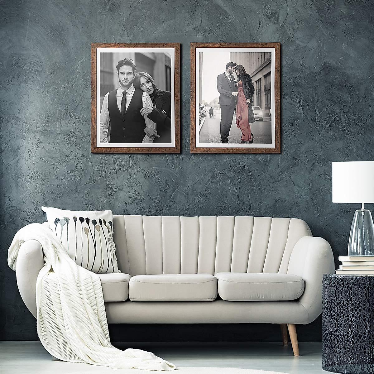 Capcillin 16x20 Picture Frame Wood Pattern Rustic Brown Poster Frame, Wall Mounting, Plexiglass, Great for Prints, Mural,and Art（CP003-MD16x20-BR）