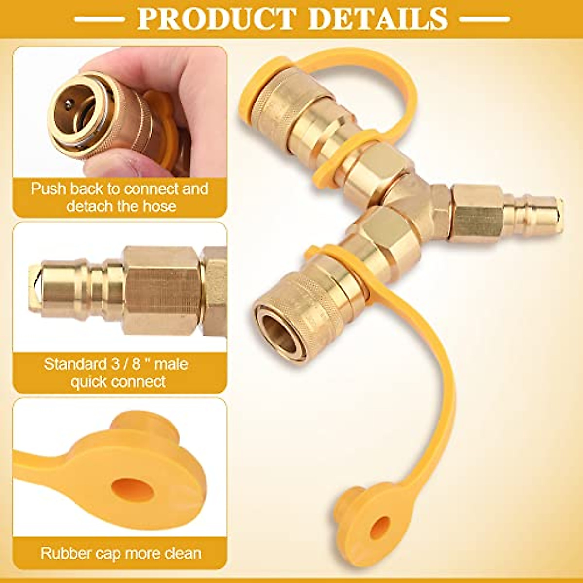 Pilarmuture 3/8” Y-Splitter Separator Natural Gas Y Splitter, Low Pressure Propane NAT Gas Quick Connect for Natural Gas Grill, Patio Heater, RV, Patio Fire Pit