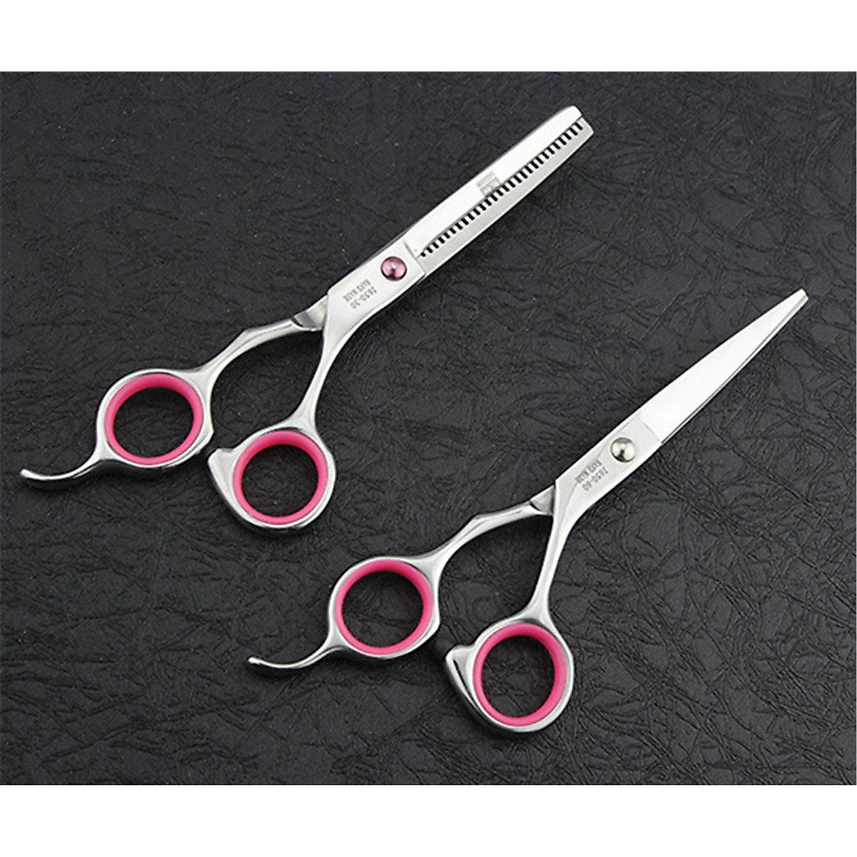 Professional Hair Cutting Scissors Shears Barber Thinning Set Kit- Family Hair Cutting,Barber Hair Cutting Tool Thinning texturizing/Pink 6"