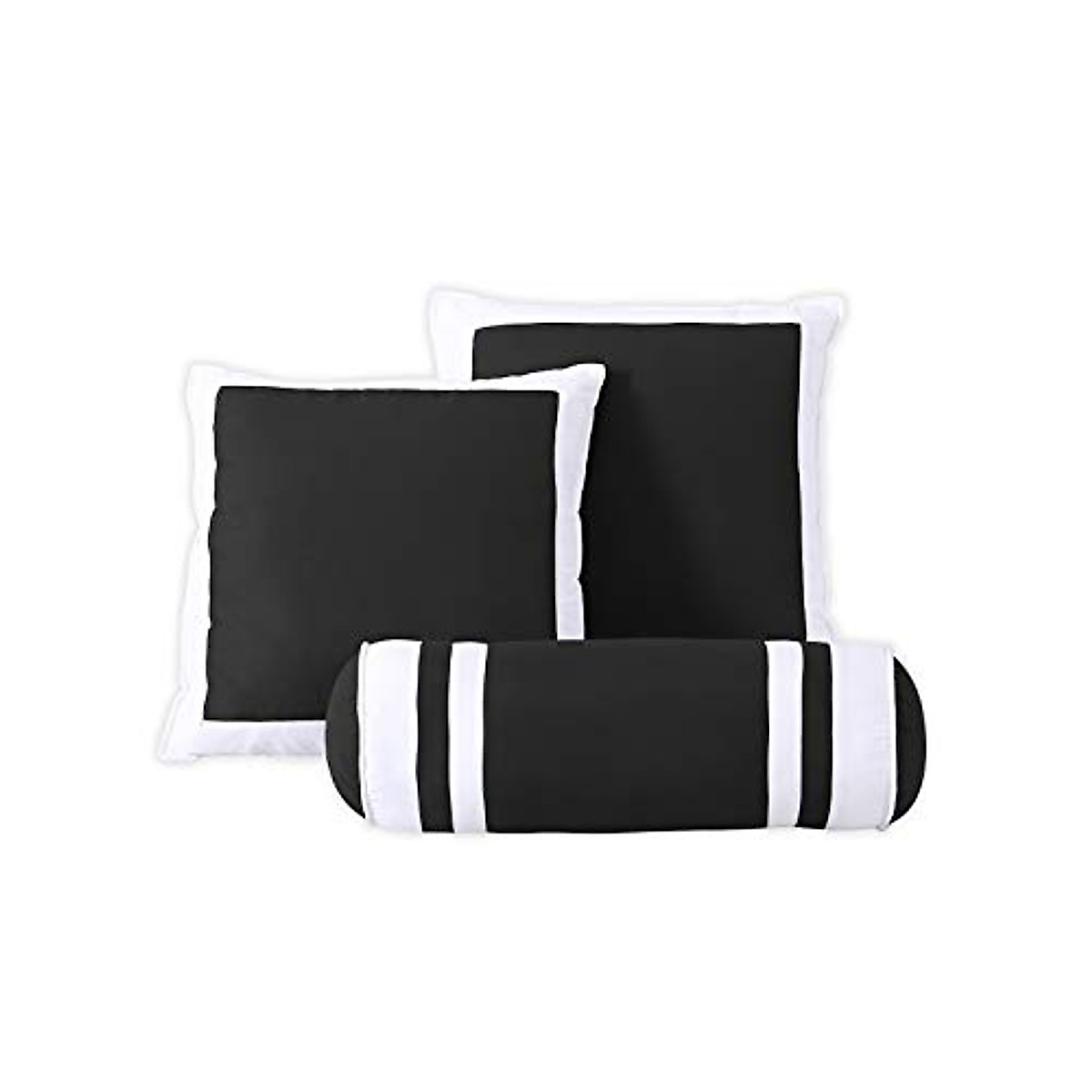 Chezmoi Collection 7-Piece Caprice Black/White Square Pattern Hotel Bedding Comforter Set, California King