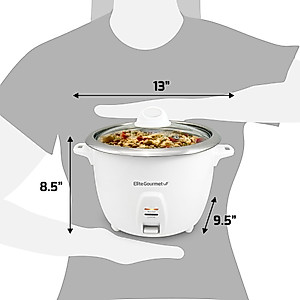 Elite Gourmet ERC-2020 Electric Rice Cooker with Stainless Steel Inner Pot Makes Soups, Stews, Grains, Cereals, Keep Warm Feature, 20 Cups Cooked (10 Cups Uncooked), White