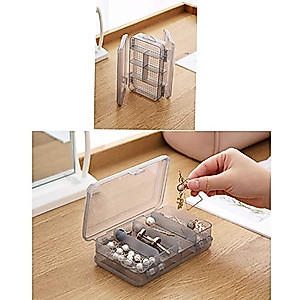 UUYYEO 2 Pcs Clear Plastic Double Layer Jewelry Boxes Organizer Storage Container for Earrings Necklaces Hair Clips Grey