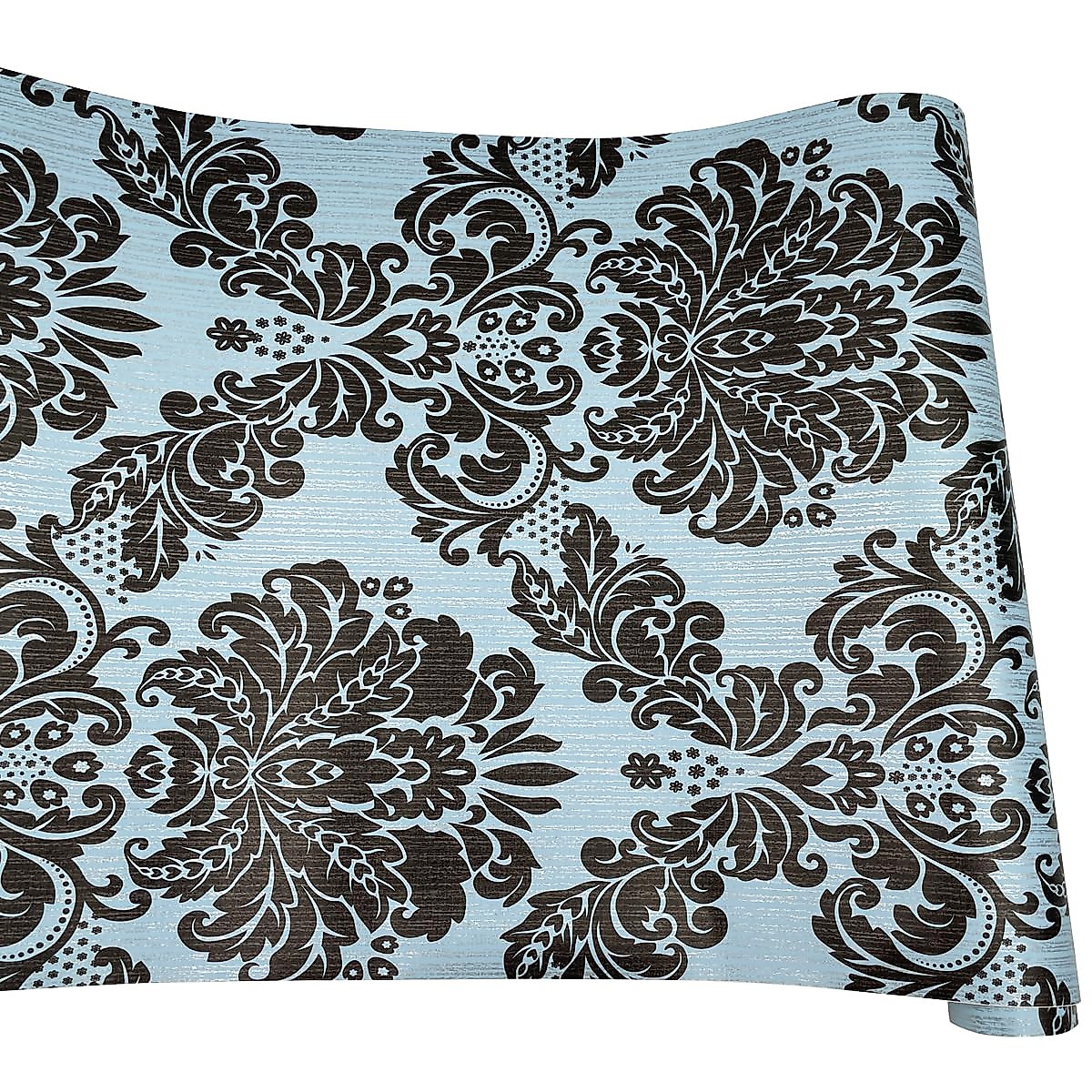 Yifely Black Damask Furniture Paper Self-Adhesive Shelf Liner Night Stand Decor Sticker 17.7 Inch by 9.8 Feet