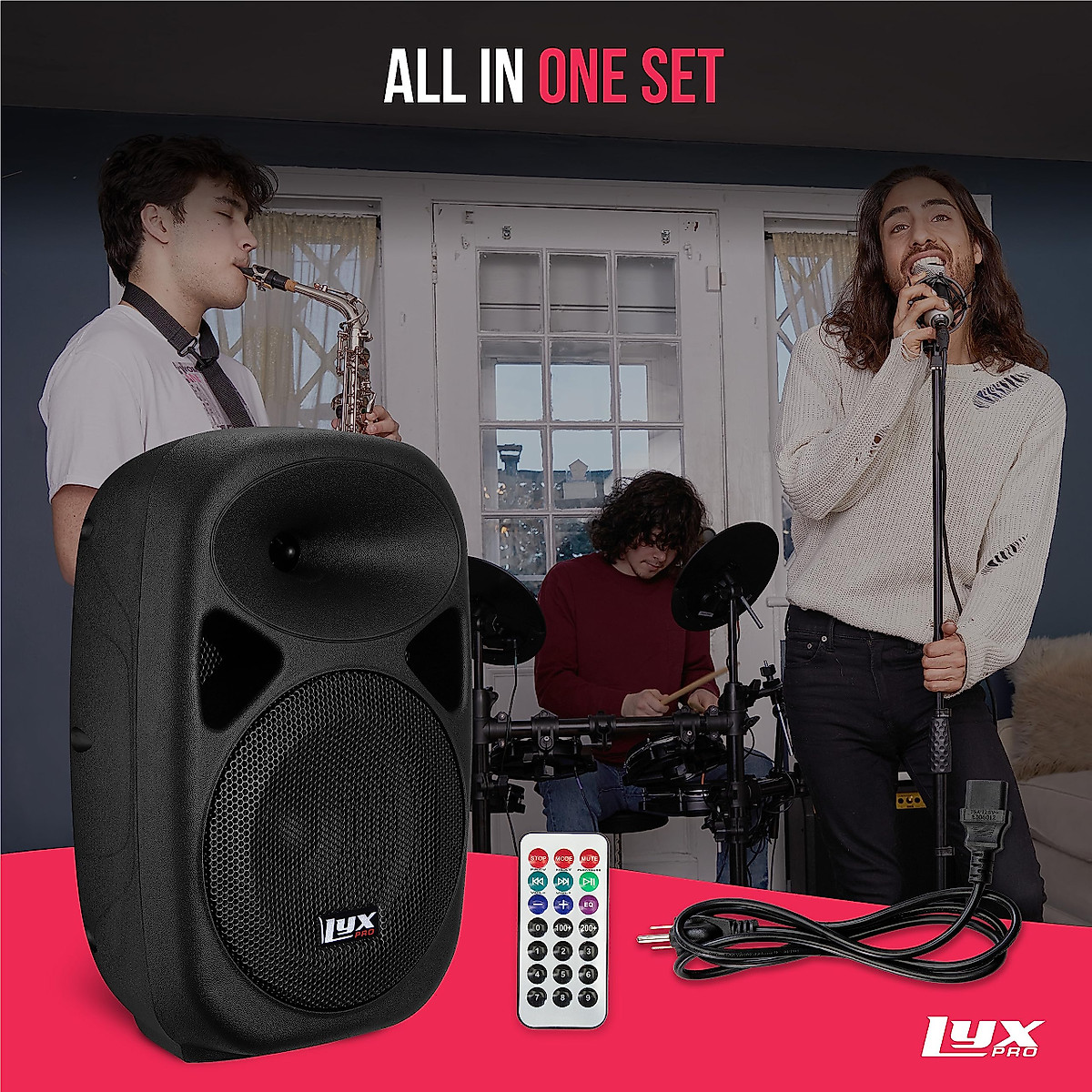 LyxPro 8” Inch Active PA Rechargeable Battery Speaker System, Equalizer, Bluetooth Connection, SD Slot USB MP3 AUX, Mic,1/4" 1/8" 3.5mm Inputs, SPA-8 Battery