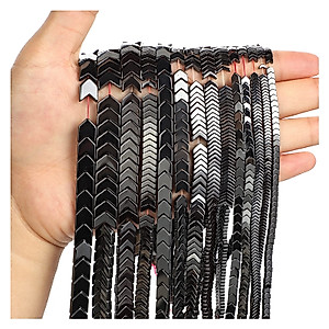 NHBT YU Black Hematite Beads V-Shaped Natural Stone Beads Round Loose Beads for Jewelry Making DIY Bracelet Accessories T87 (Color : H8486, Item Diameter : 3x1mm About 305 pcs)