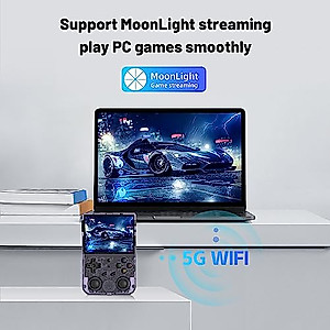 Daxceirry RG353V Retro Handheld Games Console 3.5" IPS Screen Android Linux Dual System RK3566 64 bit WIFI Bluetooth Video Player Pre-Installed 4452 Games Supports Wired Handle (DXR-RG353V-Purple T)