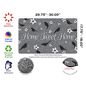 Toland Home Garden 800378 Home Tweet Home- Gray Bird Door Mat 18x30 Inch Outdoor Doormat for Entryway Indoor Entrance