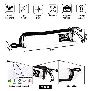 Rough Enough Clear Slim Pencil Case Pouch for Kids Boys Girls School Stationary Art supplies Exam