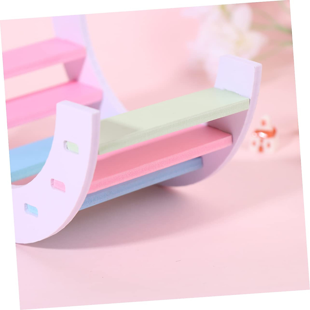 Ipetboom Chinchilla Toys Hamster Wooden Ladder Bridge Rat Chew Toy Guinea Pigs Climbing Toy Small Animals Cage Accessories for Chinchillas Gerbil Mice Ferret Rainbow Color Hamster Toys