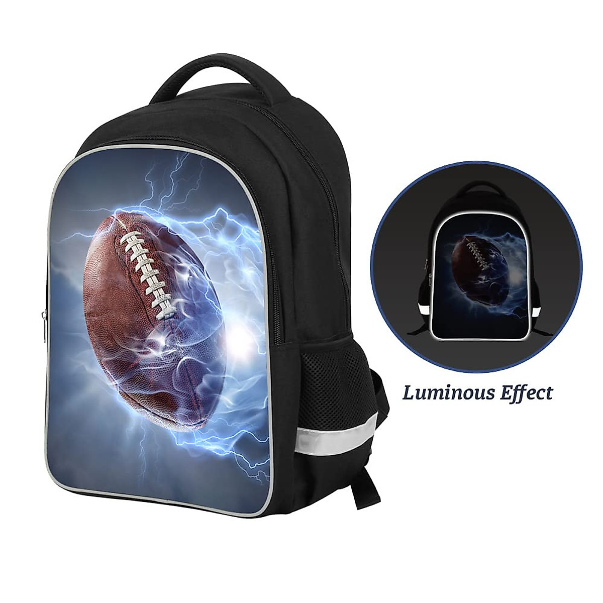 P ELEGANT PROTECTION Soccer Print Luminous Laptop Backpack, Large Capacity Lightweight Football Bookbag for Boys Girls