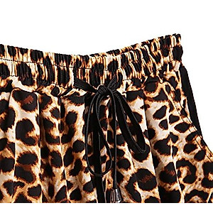 Kafeimali Women's Fashion Summer Leopard Beach Shorts Casual Short Pants (M)