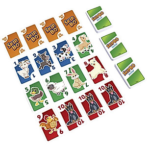 Mattel Games Skip Bo Junior Card Game in with 2 Levels of Play, 112 Cards, Sequencing Entertainment for 2 to 4 Players Ages 5 Years & Older