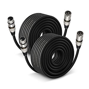EBXYA XLR Cable 50 Ft 2 Pack, Balanced DMX Cable, 3 Pin Male to Female Microphone Cable Mic Patch Cords Compatible with Speakers, Mixer, Stage Lighting