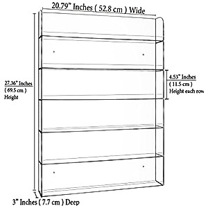 AMT Acrylic Nail Polish Racks for the Wall. CLEAR Nail Polish Display. Young Living Essential Oils Organizer. Holds up to 180 Btls. Plus a Microfiber Cloth for Cleaning Purposes (6 Tier- 180)