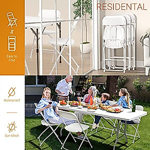 VINGLI 10 Pack White Plastic Folding Chair, Indoor Outdoor Portable Stackable Commercial Seat with Steel Frame 350lb. Capacity for Events Office Wedding Party Picnic Kitchen Dining