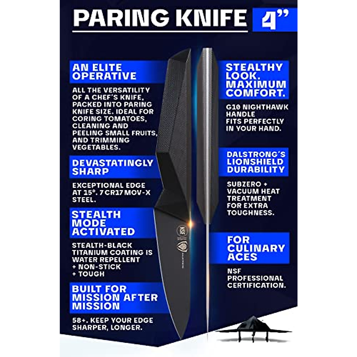 Dalstrong Paring Knife - 3.75 inch - Shadow Black Series - Black Titanium Nitride Coated - High Carbon - 7CR17MOV-X Vacuum Treated Steel - Sheath - NSF Certified