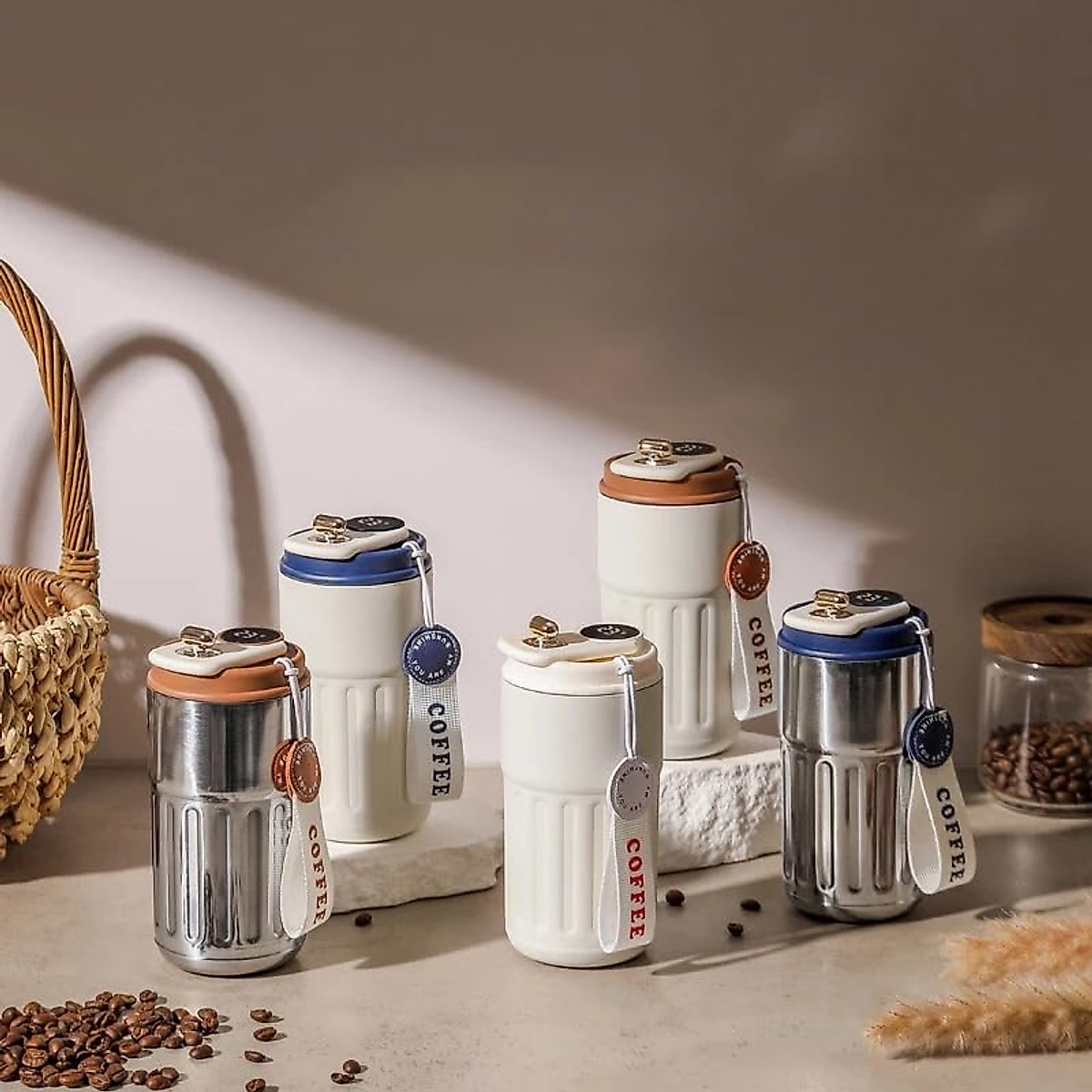 Generic 450ML Stainless Steel LED Temperature Display Coffee Cup Smart Thermos Travel Mug (Color 5), Large