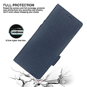 KUGEW for Samsung Galaxy Z Fold 5 Case with S Pen Holder & Camera Cover, Luxury Leather Wallet Phone Cover Built-in S Pen Slot Kickstand Function Card Holder Hinge Protection Shockproof (Blue)