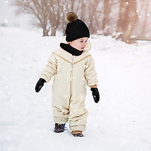 Hicdaw 6PCS Toddler Baby Winter Hat Scarf Kids Warm Knitted Hat for Beanie Scarf Gloves Set Gift for Kid Black