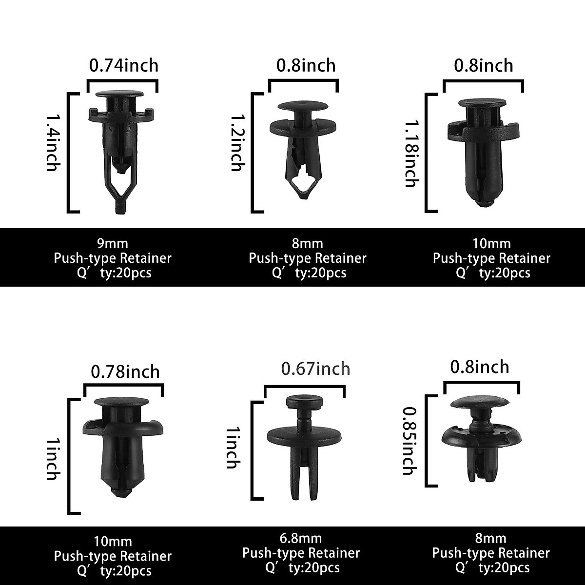 LivTee 120pcs Retainer Clips Push Type Fasteners 6.3mm 8mm 9mm 10mm Expansion Screws Replacement Kit Bumper Push Rivet Clips with Remover Tool