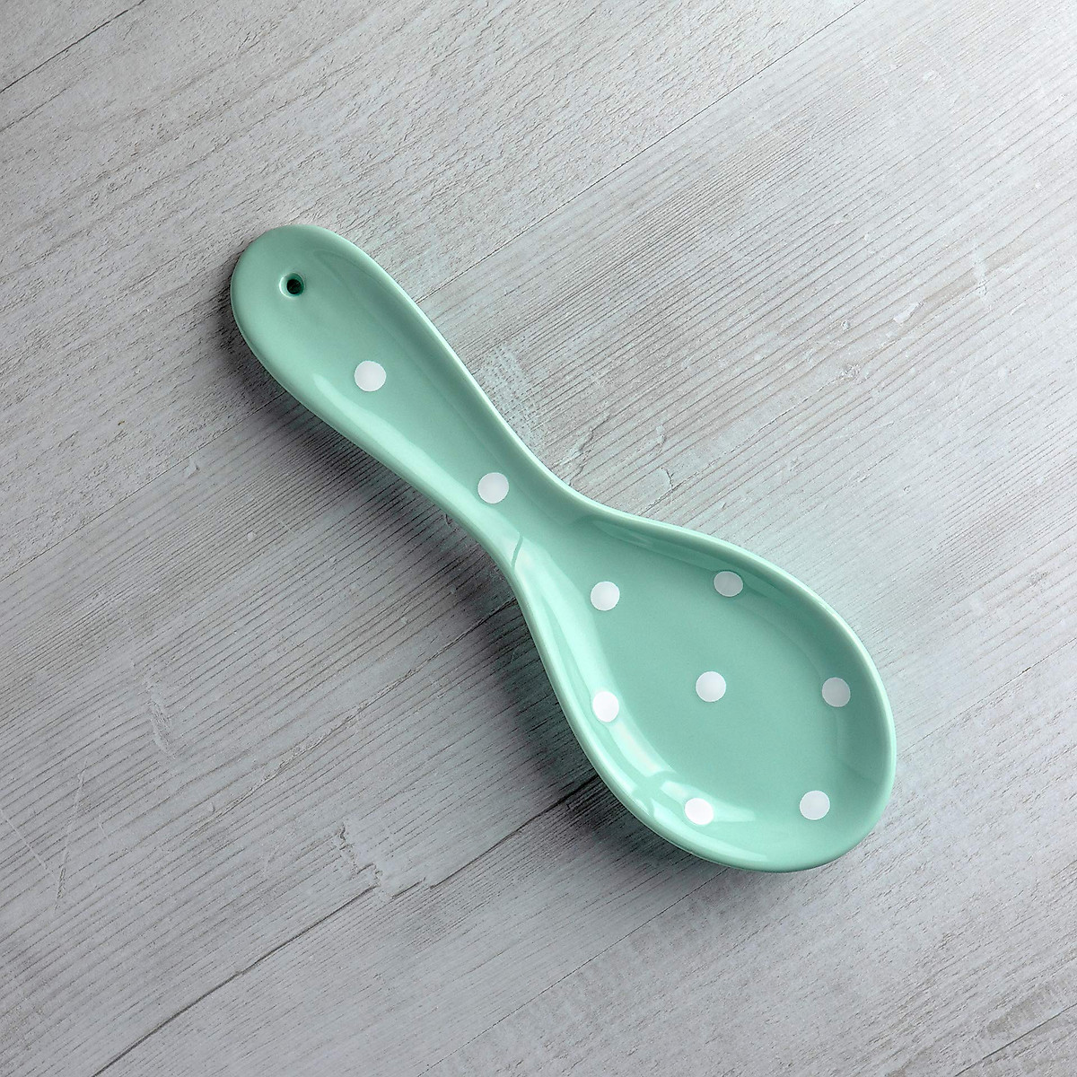Handmade Teal Blue and White Polka Dot Ceramic Kitchen Cooking Spoon Rest | Pottery Utensil Holder | Housewarming Gift by City to Cottage®