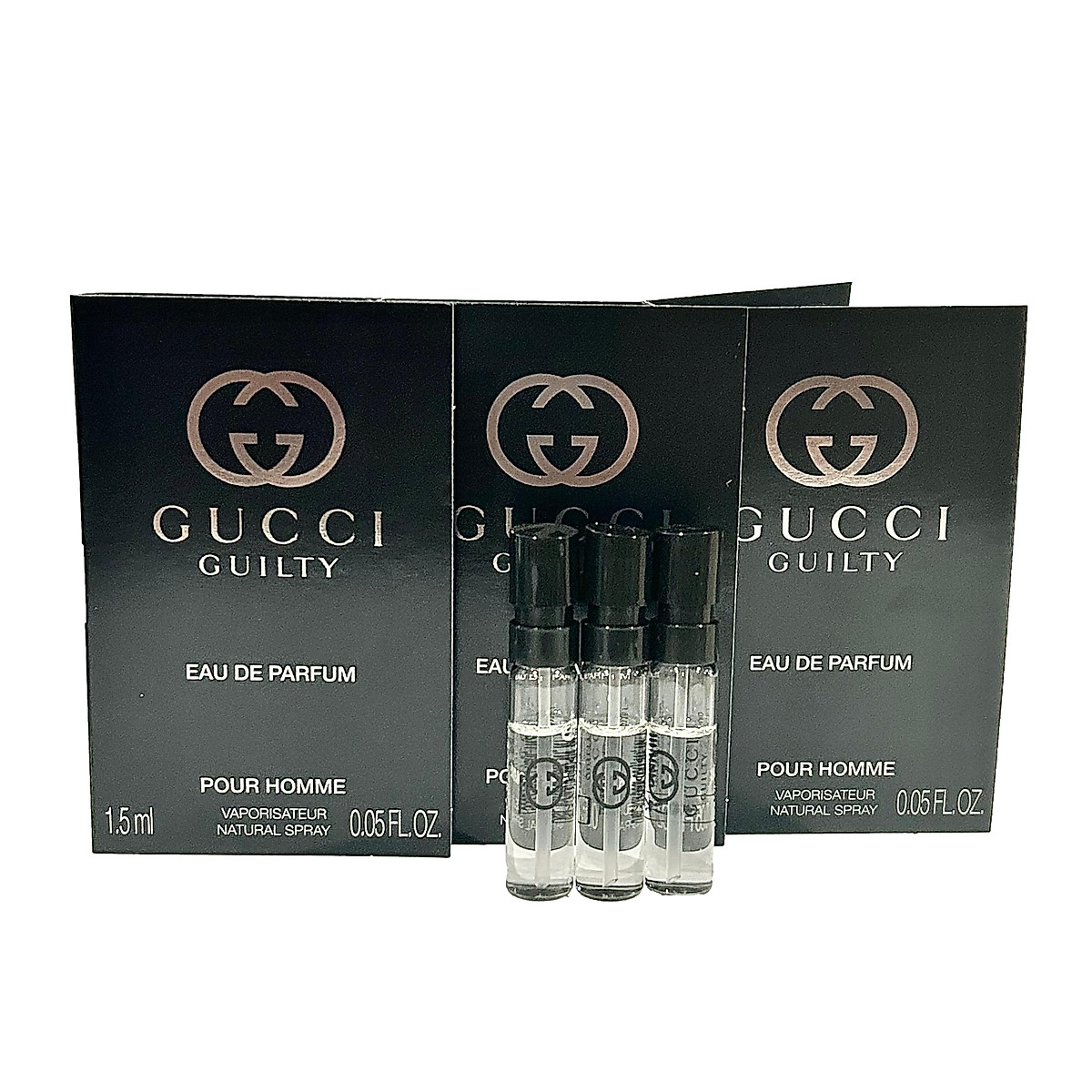 Gucci Guilty Sample Perfume MEN Guilty Guilty PARFUM Spray Pour Homme Size 1.5 ML / 0.05 (set of 3)