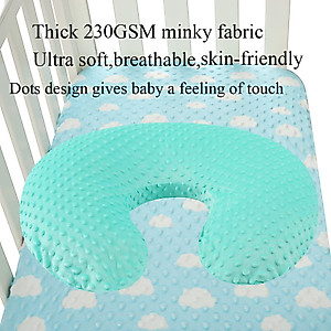 Minky Nursing Pillow Cover Set 2 Pack Nursing Pillow Slipcovers, Ultra Soft Compatible with Boppy Pillow,Standard Pillow for Baby Boy Girl Grey and Green