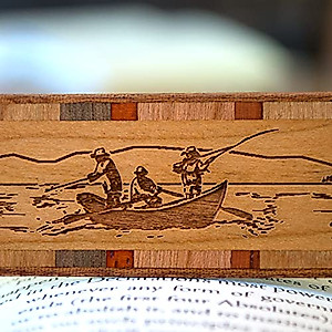 Drift Boat Fishing Fishermen Engraved Wooden Bookmark - Also Available with Personalization - Made in USA