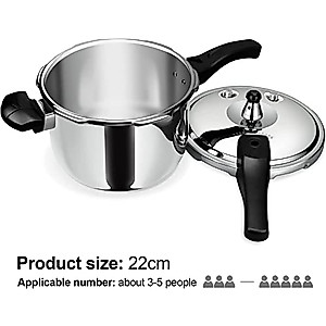 Stainless Steel Pressure Cooker Cookware rice cooker about 2-5 person use explosion-proof Thickened Safety home use durable (4.22 Quart)